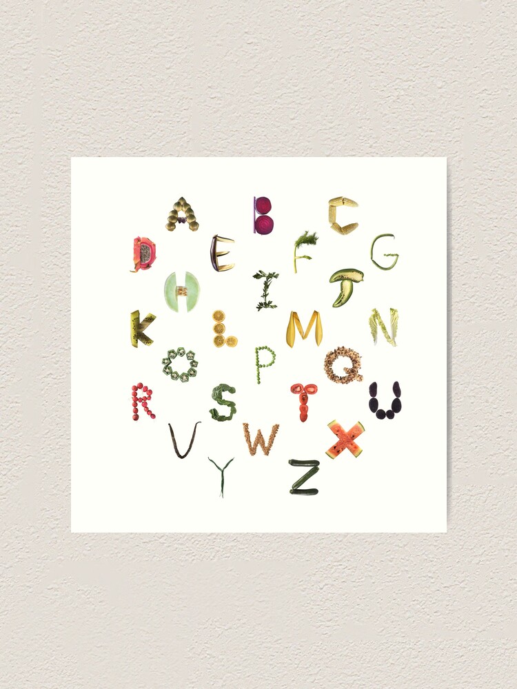 "Food Alphabet - Fruits, Grains & Veggies - Phonetic Alphabet" Art ...