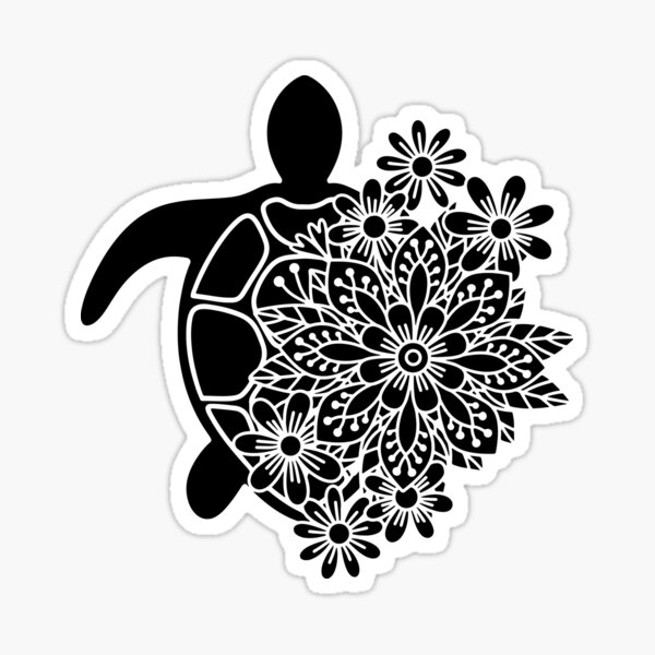 "Floral turtle, sea turtle with flowers, ocean life" Sticker for Sale ...
