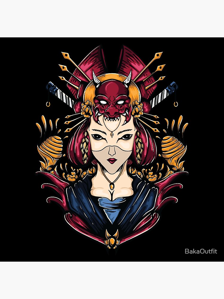 "Japanese Geisha Queen Oni Mask Warrior" Poster for Sale by BakaOutfit ...