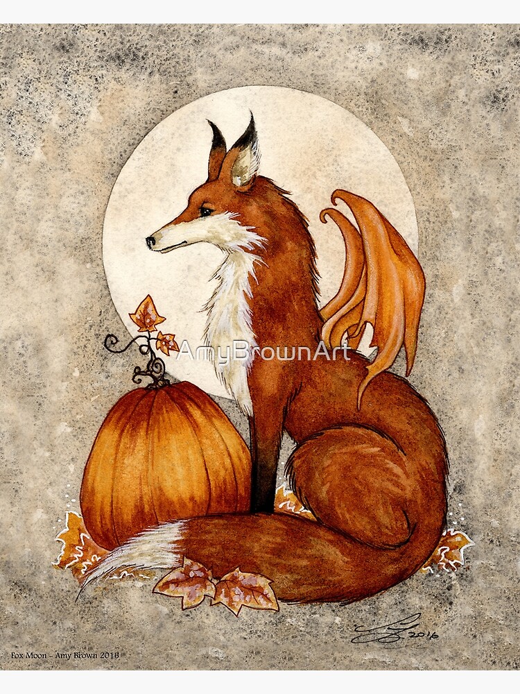 "Fox Moon" Greeting Card for Sale by AmyBrownArt | Redbubble