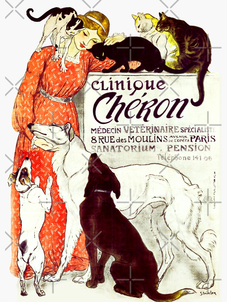 "Clinique Cheron Vintage Dog and Cat Steinlen , cat dog veterinary ...