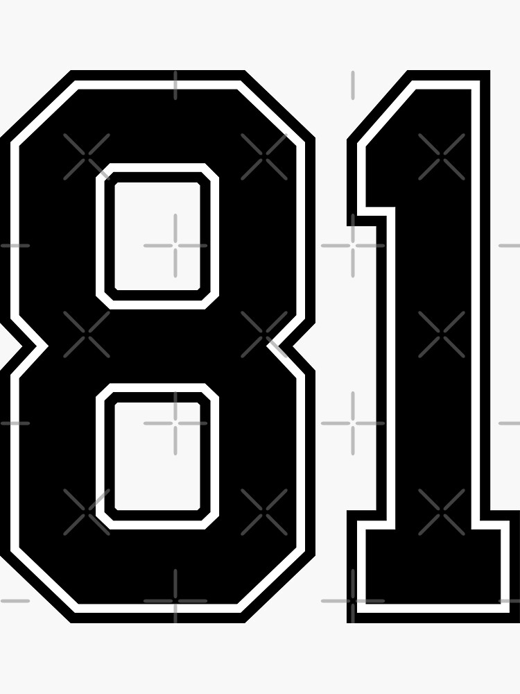"Black Number 81 lucky sports jersey eighty one" Sticker by HeavyStyle ...