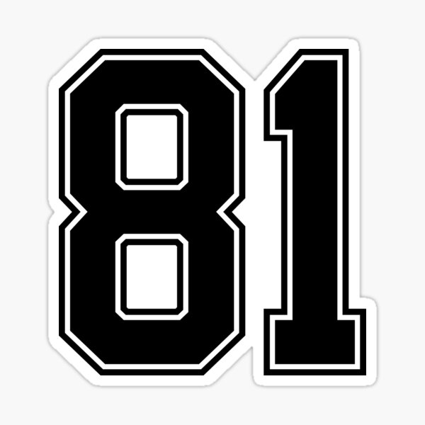 "Black Number 81 lucky sports jersey eighty one" Sticker by HeavyStyle ...