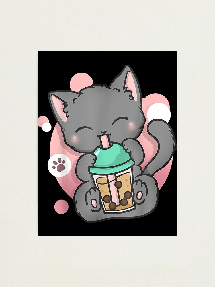 Cat Boba Tea Bubble Tea Anime Kawaii Neko Photographic Print For Sale