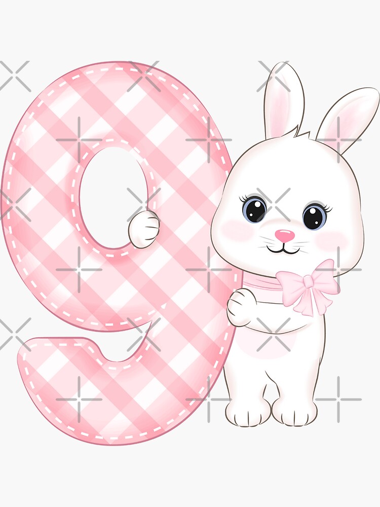 "9th Birthday cute rabbit" Sticker for Sale by Fashionxj | Redbubble