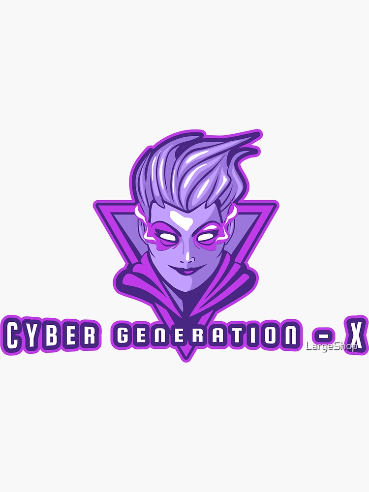"CYBER GENERATION X girl with purple punk hair BLCK" Sticker by ...