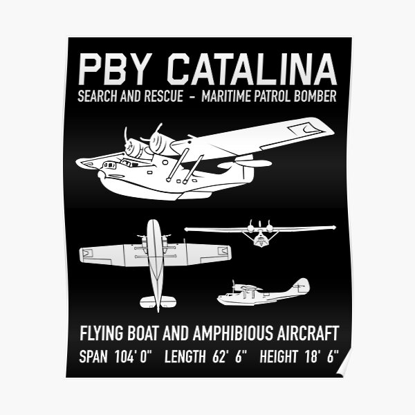 "PBY Catalina American WW2 Flying Boat Cutout Silhouettes Gift" Poster ...