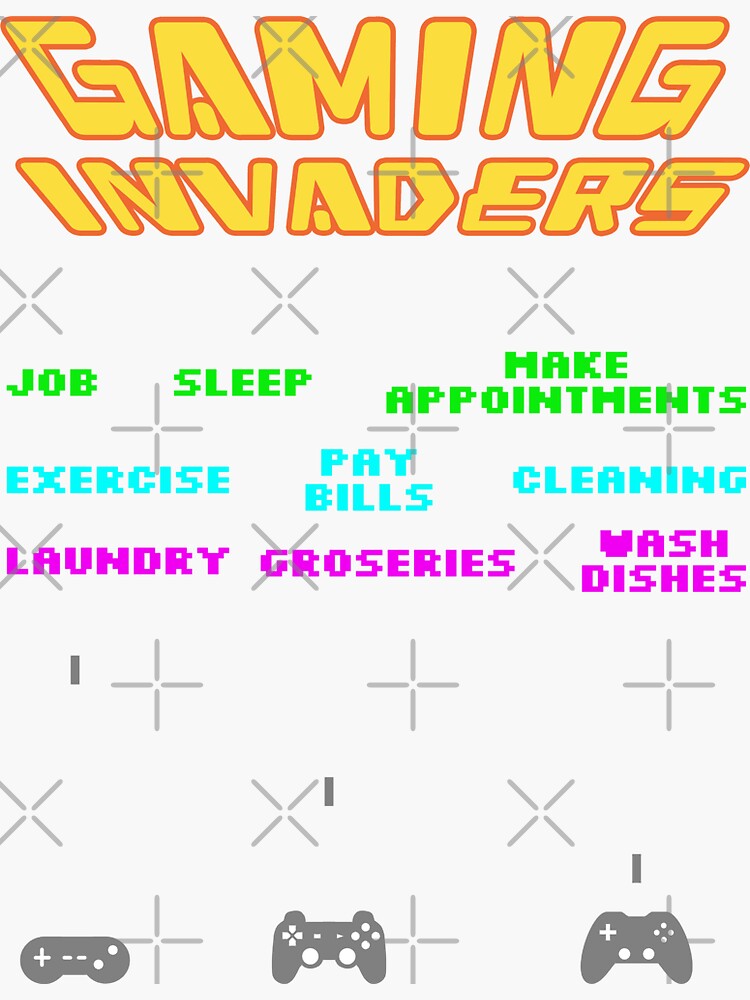 "Gaming Invaders" Sticker by JoseloRochaArt | Redbubble