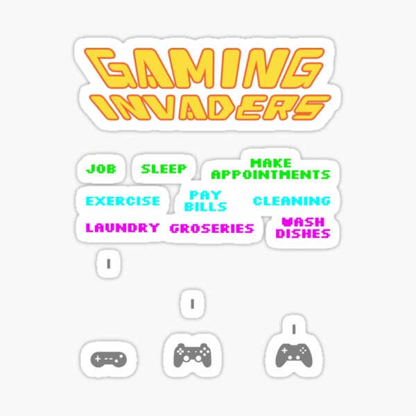 "Gaming Invaders" Sticker by JoseloRochaArt | Redbubble