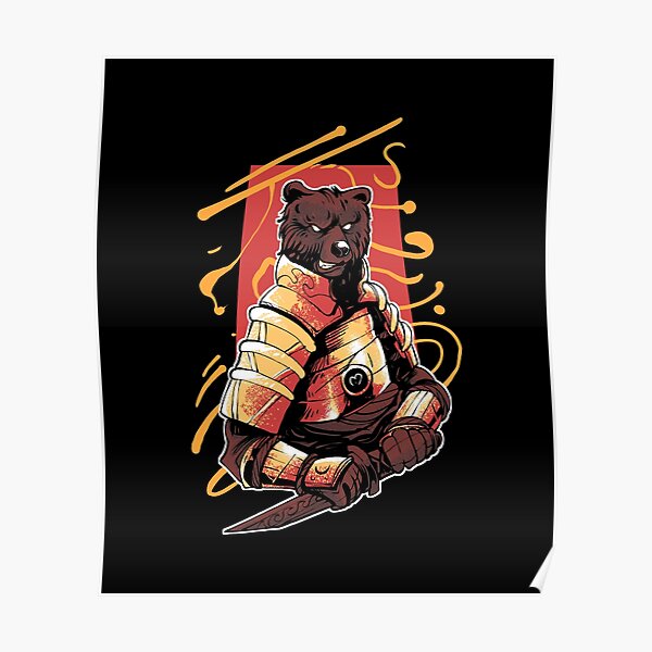 Póster «Oso Samurái Tribu Katana Guerrero» de BakaOutfit | Redbubble