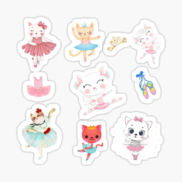 "Cute Cat Ballerina / Cat Dancing / Cat Art For Cat Lovers" Sticker by ...