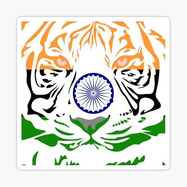"Indian Tiger Flag" Sticker by Boocles42 | Redbubble