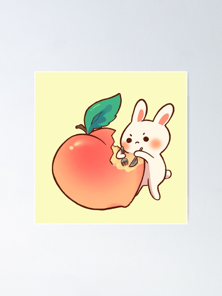 "Bunny with Giant Peach" Poster for Sale by Vooolatility | Redbubble