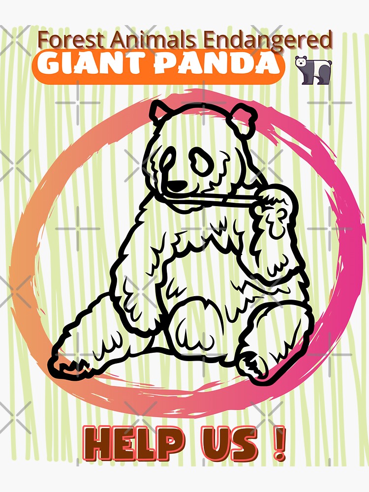 "Giant Panda Help Us !" Sticker by yassooarts | Redbubble