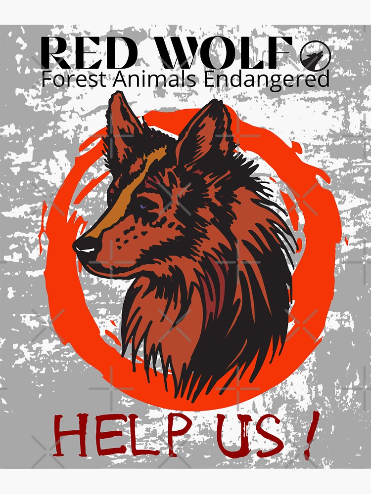 " Red Wolf Help Us !" Sticker by yassooarts | Redbubble