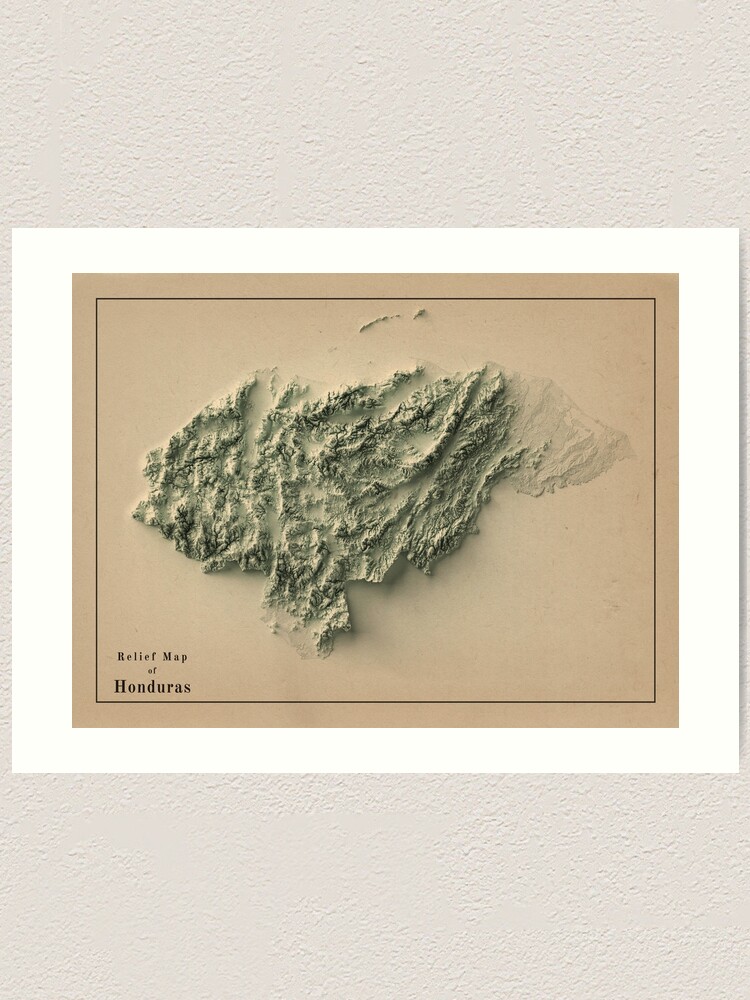 "Honduras Relief Map 3D digitally-rendered" Art Print by ThinkAboutMaps ...