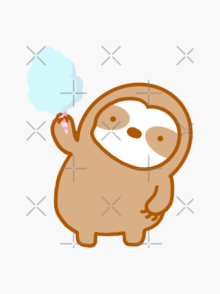"Cute Blue Cotton Candy Sloth " Sticker by theslothinme | Redbubble