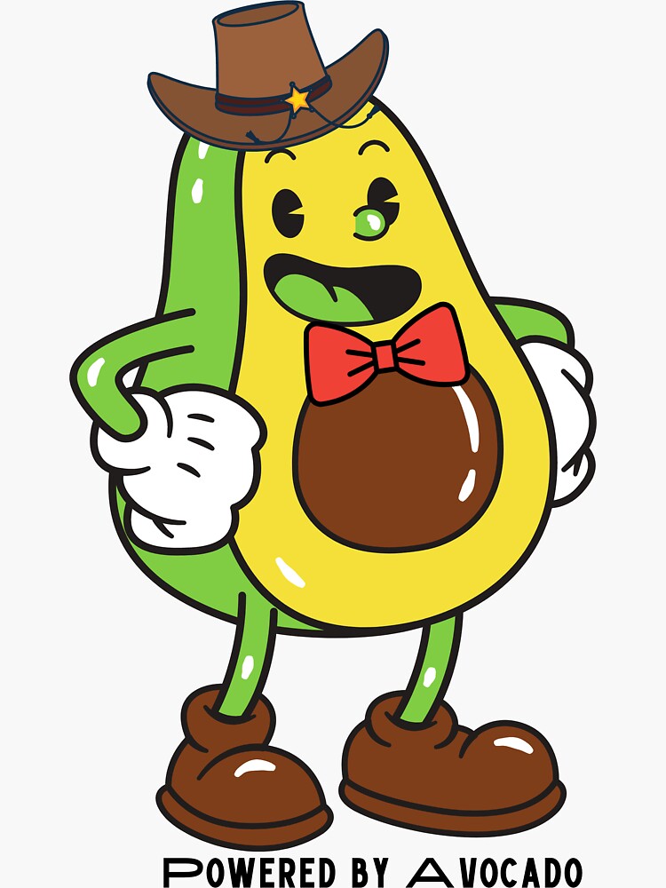 "Powered by Avocado graphic of an Avocado wearing a cowboy hat and ...