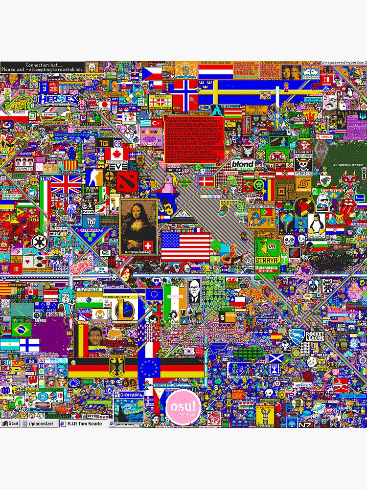 "Reddit /r/Place 12K resolution (48 hours)" Sticker for Sale by bobbooo ...