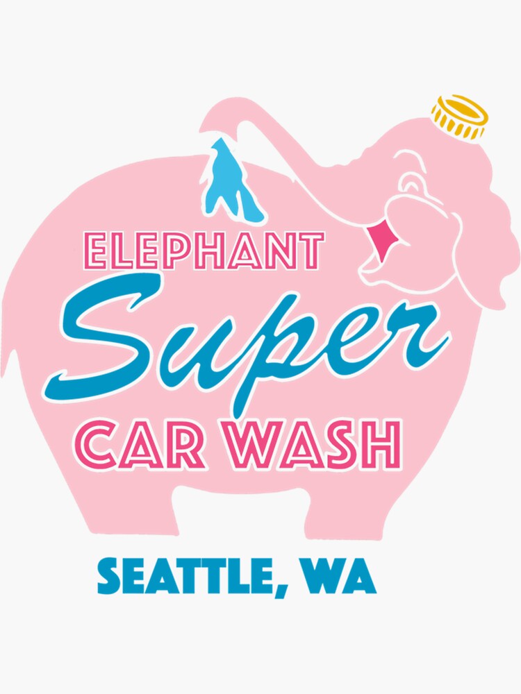 "Pink Elephant Car Wash T-Shirt" Sticker by KessinSaad | Redbubble
