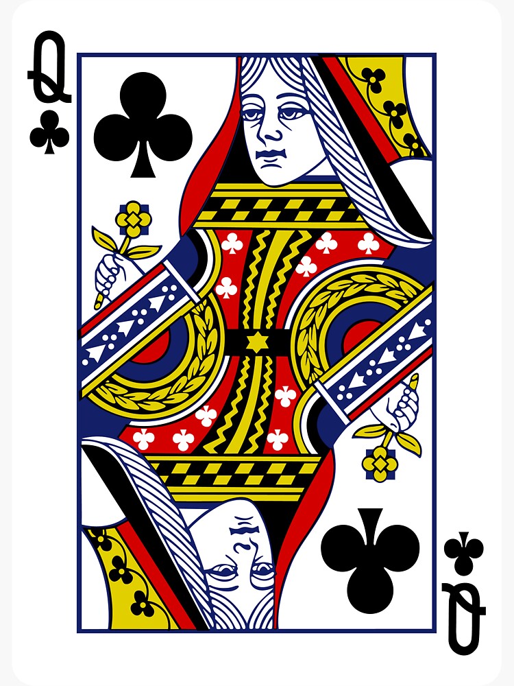 "Queen of Clubs Playing Card" Sticker for Sale by vladocar | Redbubble