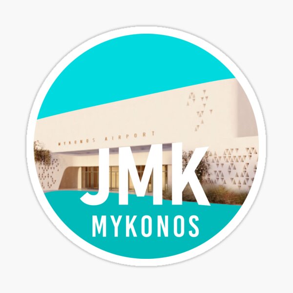 "JMK MYKONOS AIRPORT" Sticker by angelisart | Redbubble