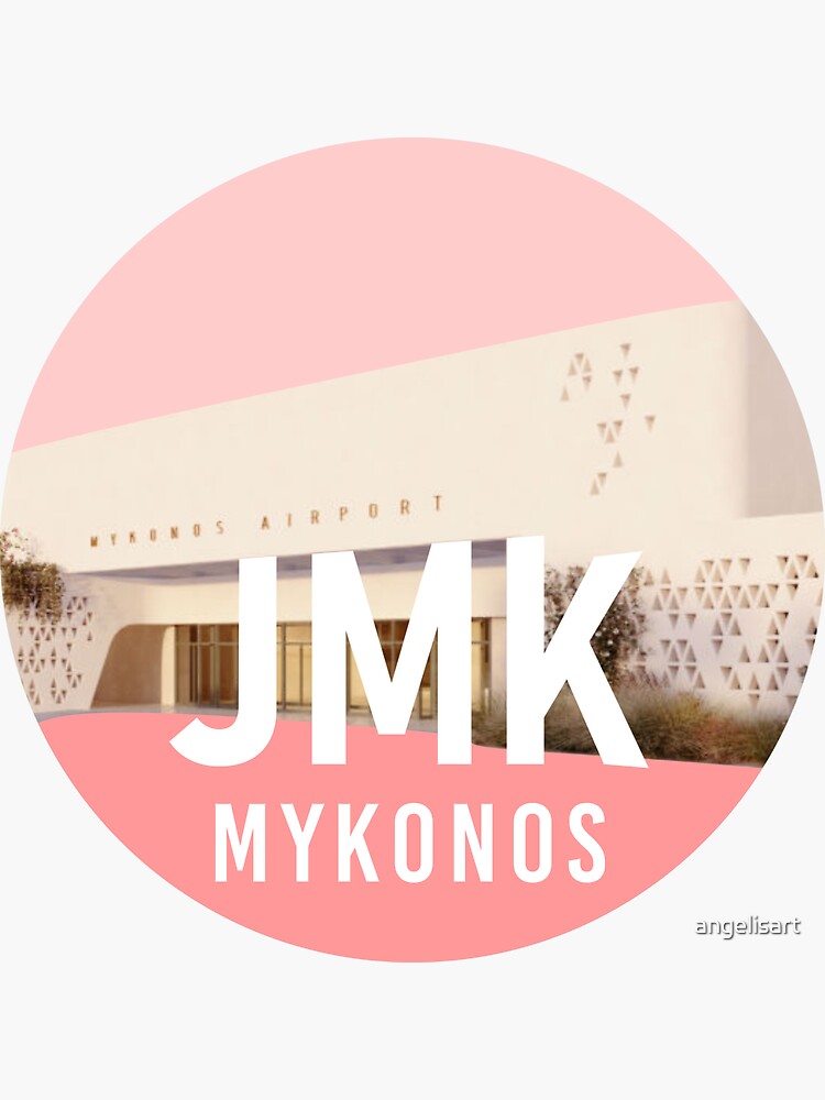 "JMK MYKONOS AIRPORT pink edition" Sticker by angelisart | Redbubble