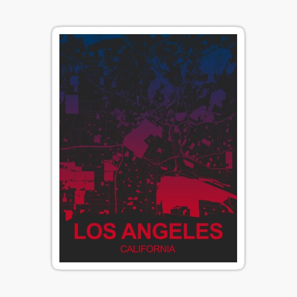 "Los Angeles Map Art Pink Blue California USA" Sticker by EpicMaps ...