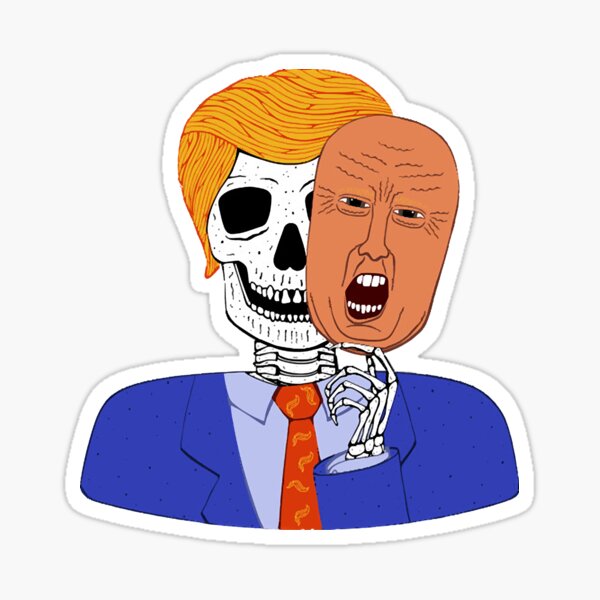 "Halloween Skeleton with Scary Trump Mask " Sticker for Sale by ...
