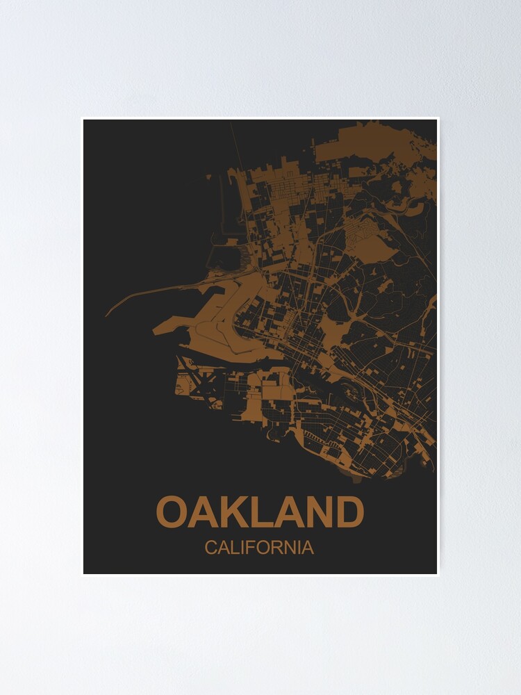"Oakland Map Art coffee color California USA" Poster for Sale by ...