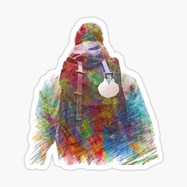 "Pilgrim walking the Camino de Santiago" Sticker by Cheekybrit | Redbubble