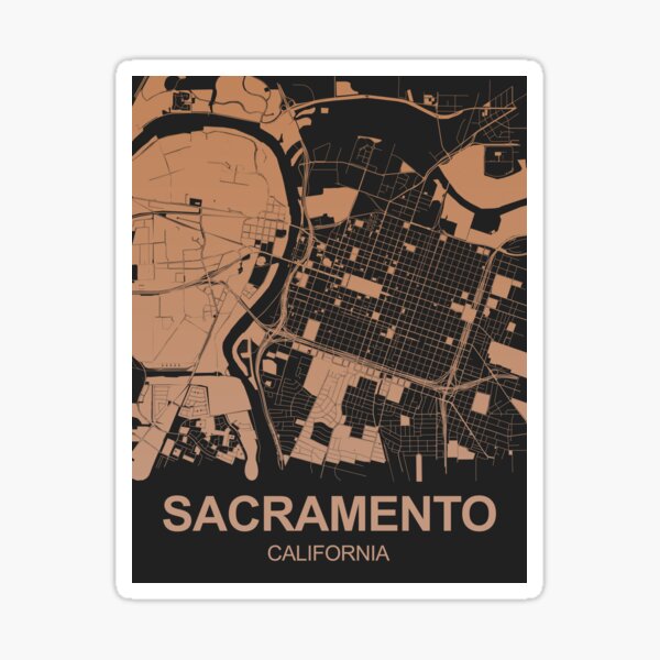 "Sacramento Map Art Chocolate color California USA" Sticker by EpicMaps ...