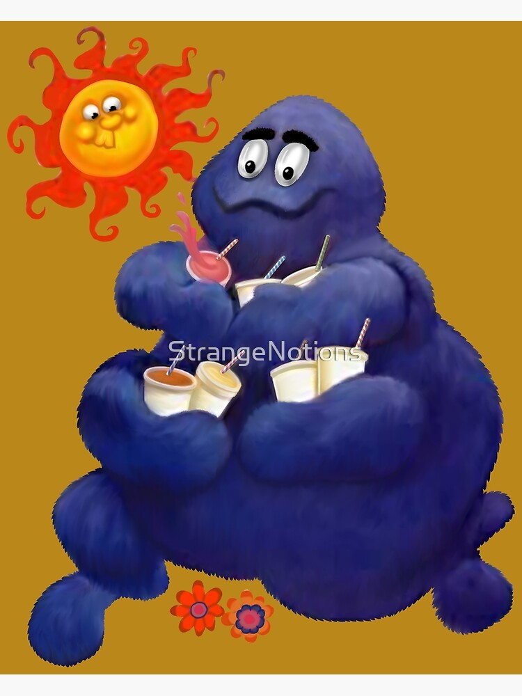 "Early Big Burger Joint Purple "Grimace" Monster Mascot Character with Four Arms Stealing Shakes ...