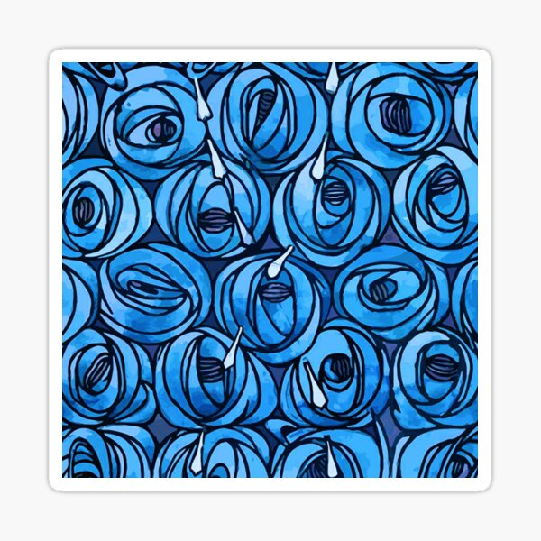 "Charles Rennie Mackintosh Roses and teardrops,blue" Sticker by Olivia ...
