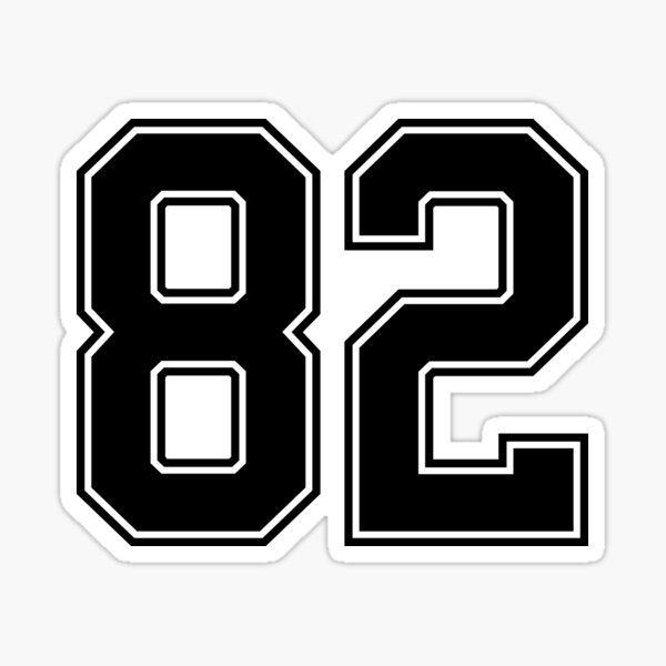 "Black Number 82 lucky sports jersey eighty two" Sticker for Sale by ...