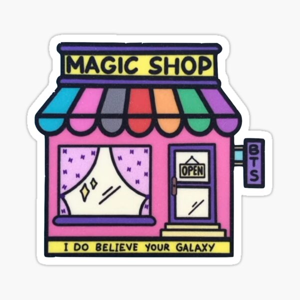 "BTS Magic Shop Art Cartoon Illustration" Sticker by katherinesbored ...