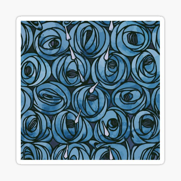 "Charles Rennie Mackintosh Roses and teardrops,blue" Sticker by Olivia ...