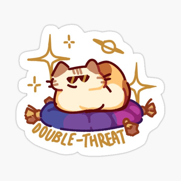 ""Double-Threat" Discrete Bisexual Pride Sticker/Pin and Cat with ...