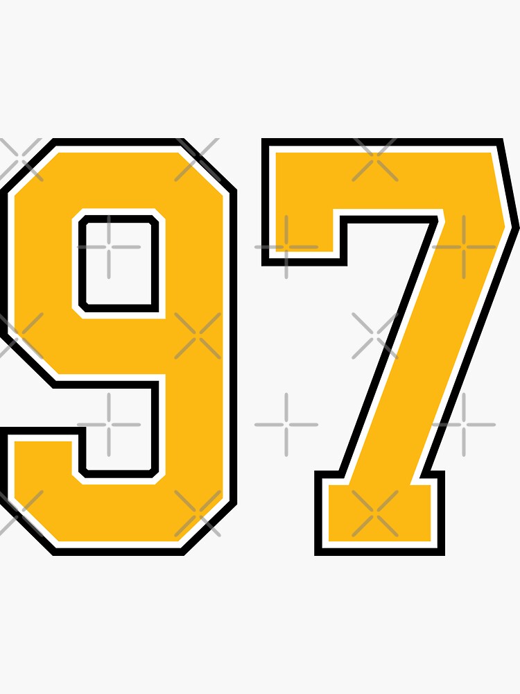 "Yellow Number 97 lucky sports jersey ninety seven" Sticker by ...