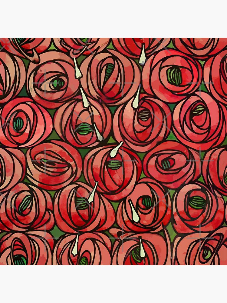 "Charles Rennie Mackintosh Roses and teardrops,red,Mackintosh rose ...