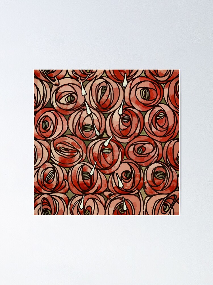 "Charles Rennie Mackintosh Roses and teardrops, red,Mackintosh rose ...