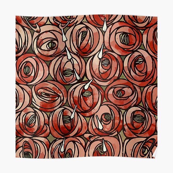 "Charles Rennie Mackintosh Roses and teardrops, red,Mackintosh rose ...
