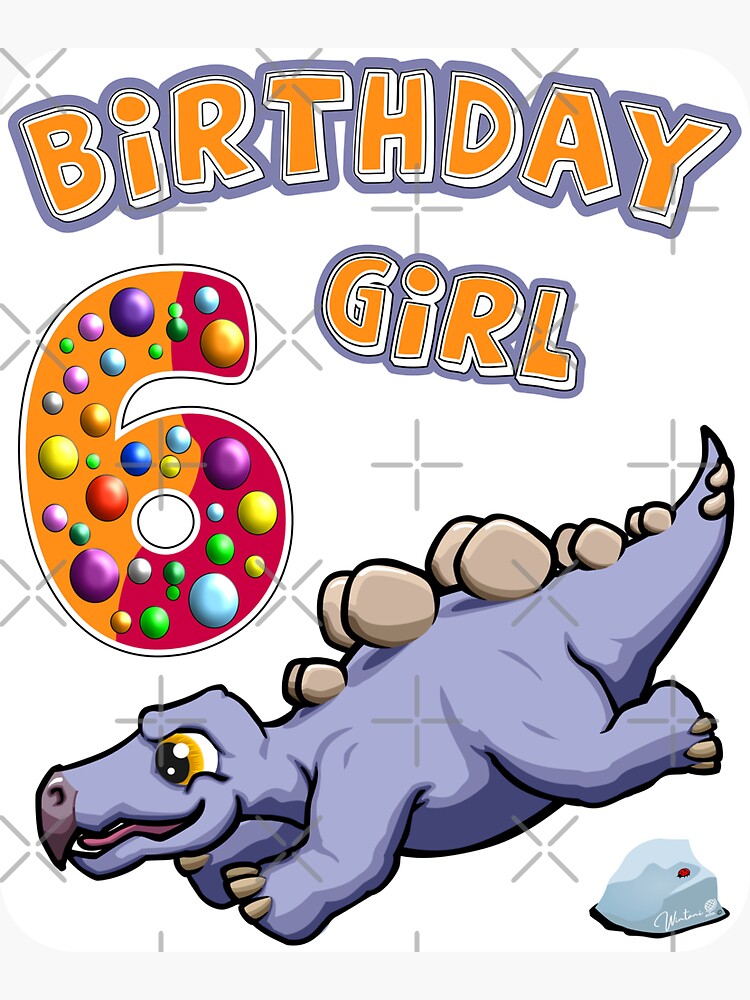 "Dinosaur funny cool 6th BirthdayTshirt Boy|Girl " Sticker by WINTANI ...