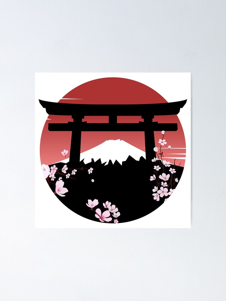 "Japanese Arch at mount Fuji" Poster for Sale by Amurush | Redbubble