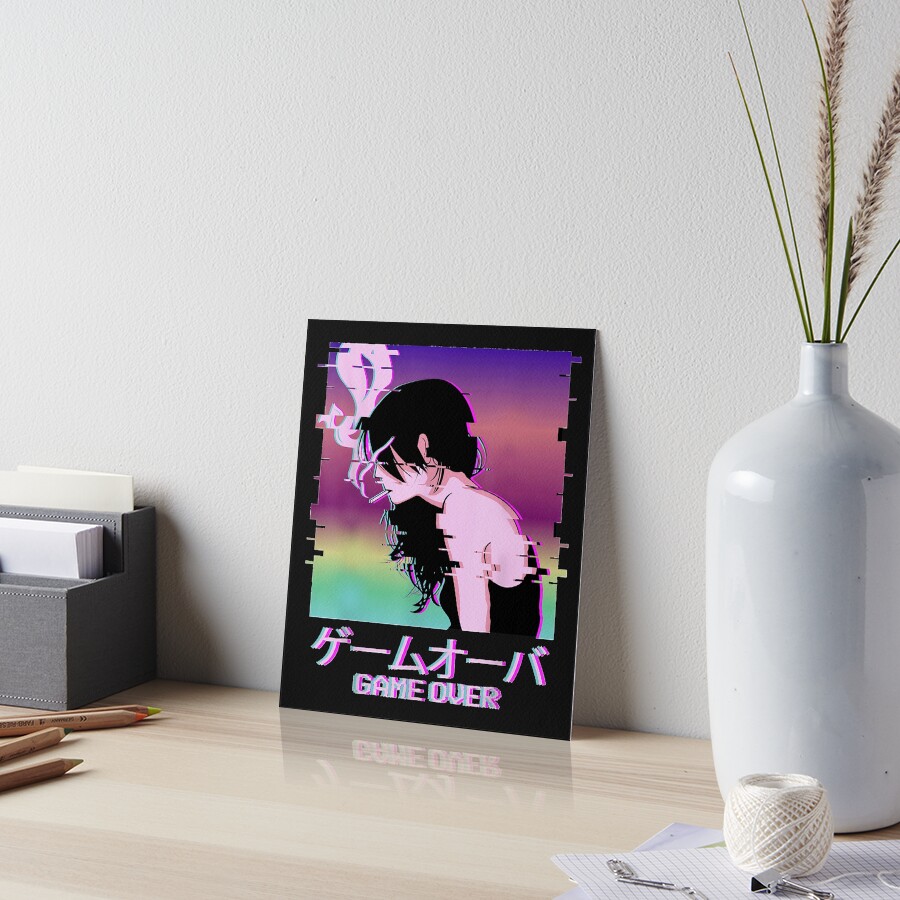 Japanese Vaporwave Sad Anime Girl Game Over Indie Aesthetic Art Board