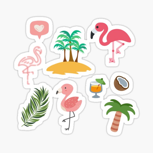 "Cute flamingos sticker pack" Sticker by beskrajem | Redbubble