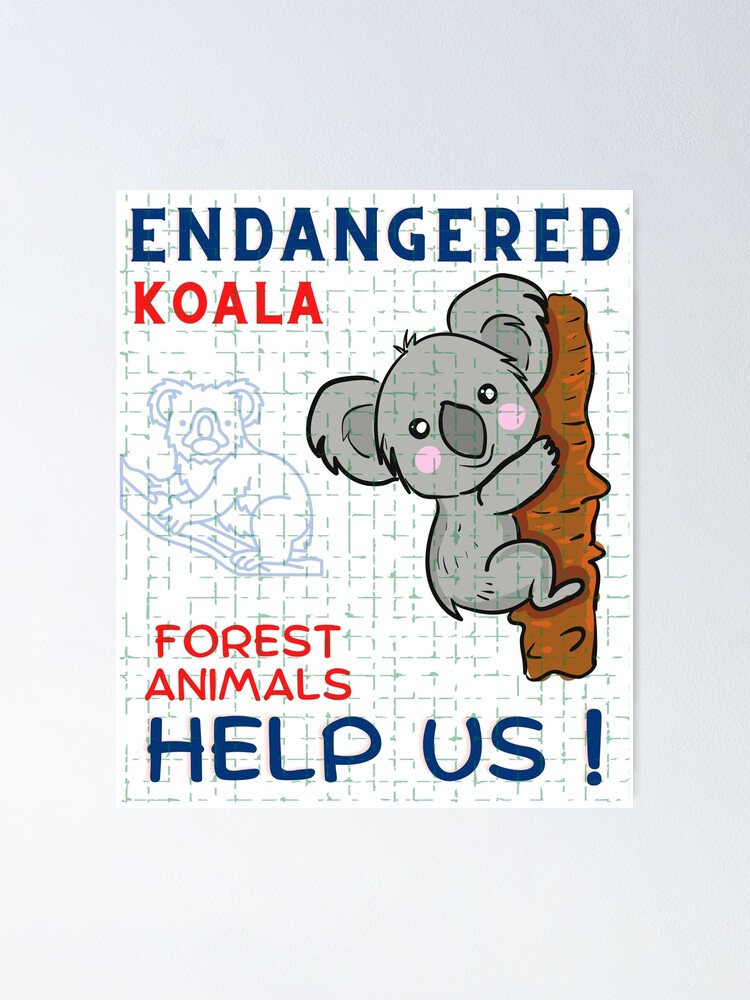 " Endangered Forest Animals Koala " Poster for Sale by yassooarts ...