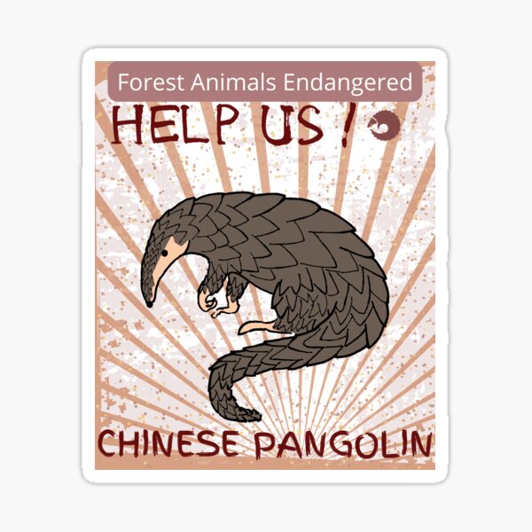 " Endangered Chinese Pangolin " Sticker for Sale by yassooarts | Redbubble