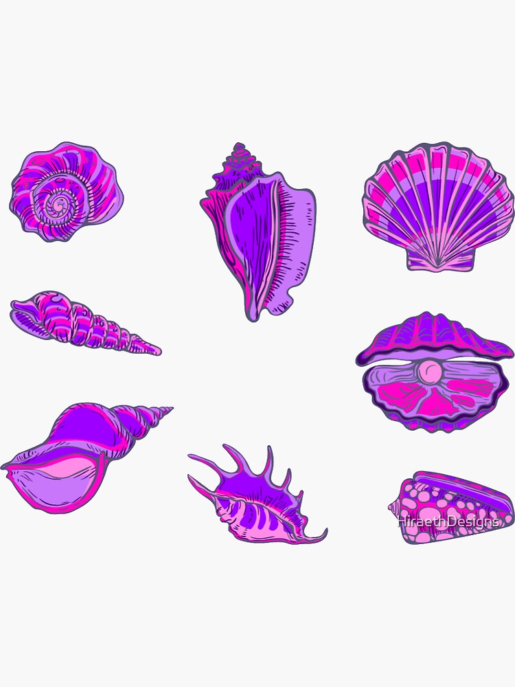"Purple, Pink Shells Illustrated Sticker Pack" Sticker for Sale by ...