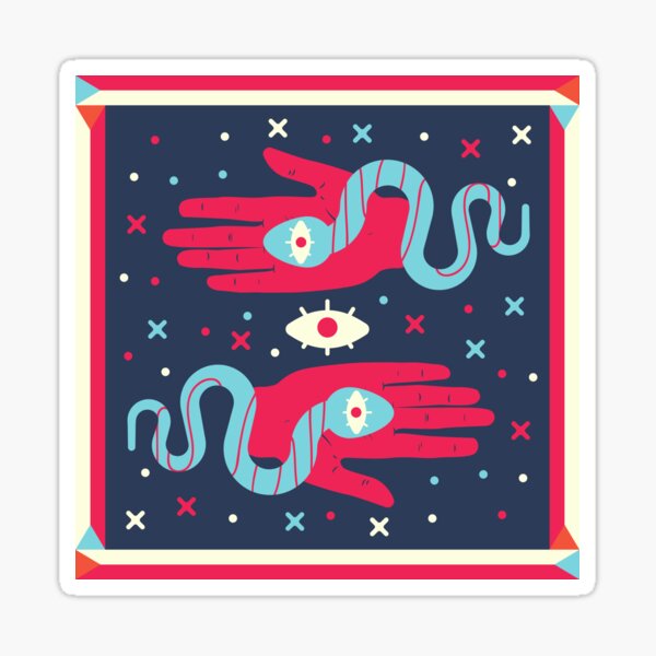 "Hands and snakes ancient magic one eye" Sticker by DIA111 | Redbubble
